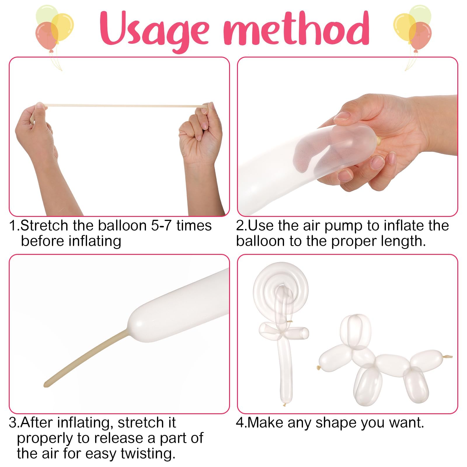 100Pcs 260 Balloons Clear Long Balloons for Balloon, Premium Quality Latex Twisting Balloons for Animals Modeling Christmas Birthday Wedding Party Decorations)