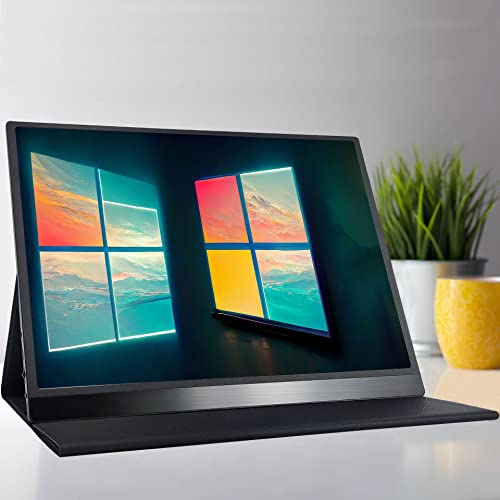 15.6" 1080p Portable Monitor, IPS Display Type, Built-in Speaker, Case with Stand