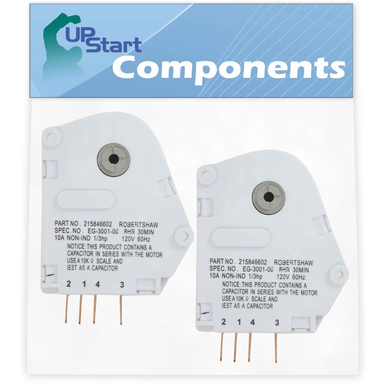 2-Pack 215846602 Defrost Timer Replacement for Frigidaire 95-1987-00-06 Refrigerator - Compatible with 215846602 Refrigerator Defrost Timer - UpStart Components Brand