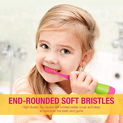 4-Pack Replacement Toothbrush Heads for Sonic V200 Rechargeable Kids Electric Toothbrushes, 7X More Plaque Removal, End-Rounded Soft Bristles, Comfortable & Efficient Clean Teeth, Perfect for Kids