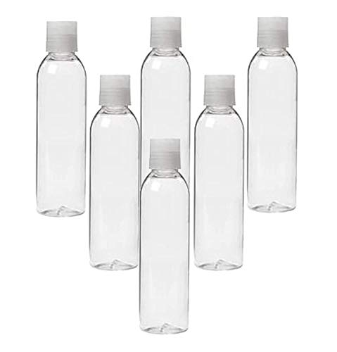 6 Oz Clear Dispensing Bottles with Natural Flip Up Disc Caps, 180ml EMPTY Plastic SQUEEZE BOTTLE for Gel, Lotion, Shampoo by Grand Parfums (Pack of 3)