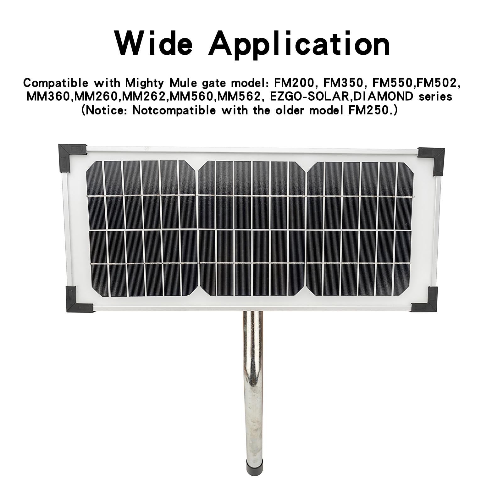 10 Watt Solar Panel Kit Compatible with Mighty Mule Automatic Gate Openers Replace# FM123