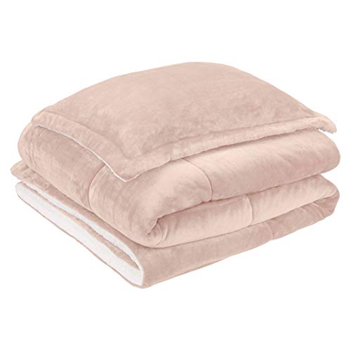 Amazon Basics Ultra-Soft Micromink Sherpa Comforter Bed Set - Blush, Twin