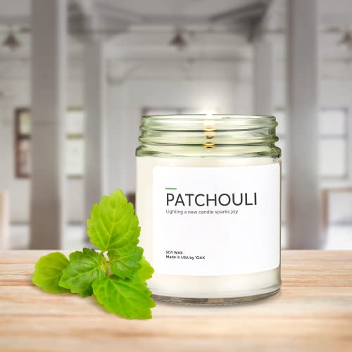 1OAK Soy Wax Scented Candles (Patchouli) - Soy Candles for Home Scented - Long Burning Candles Premium - Hand-Poured (9oz.)