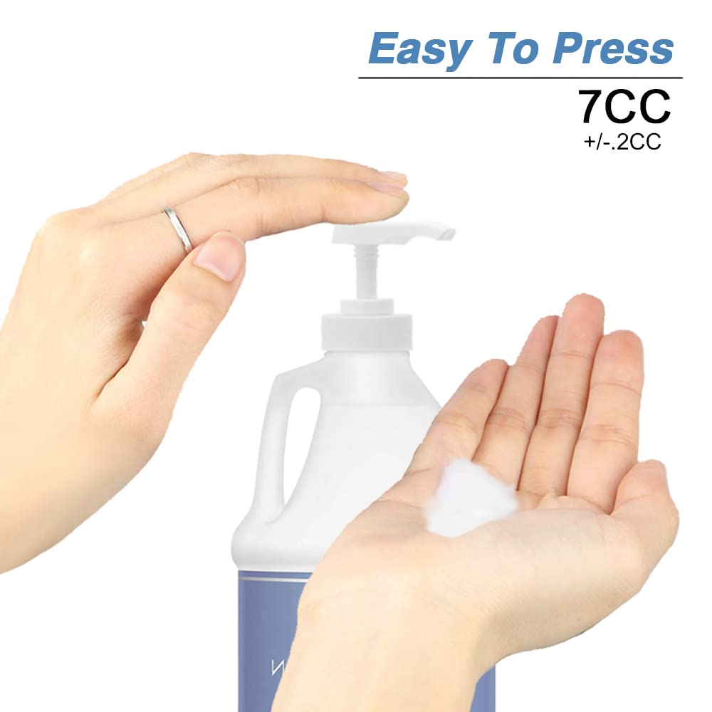 6 Pack Gallon Jug Pump Dispenser 38-400 Syrup Pump for Gallon Jug Dispensing - 7cc Lotion Gallon Shampoo Pump Top Replacement, Fits 1 Gallon Bottle 64oz 128oz Hand Sanitizer Containers, Plus Funnel