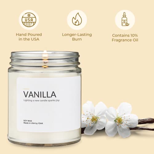 1OAK Soy Wax Scented Candles (Vanilla) - Soy Candles for Home Scented - Long Burning Candles Premium - Hand-Poured (9oz.)