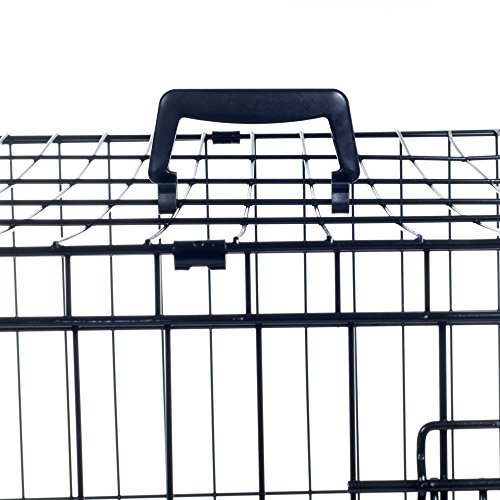 36-inch Dog Crate - Double Door Pet Kennel with Divider Panel - Foldable Dog Cage with Carry Handle for Portability and Storage by PETMAKER (Black)