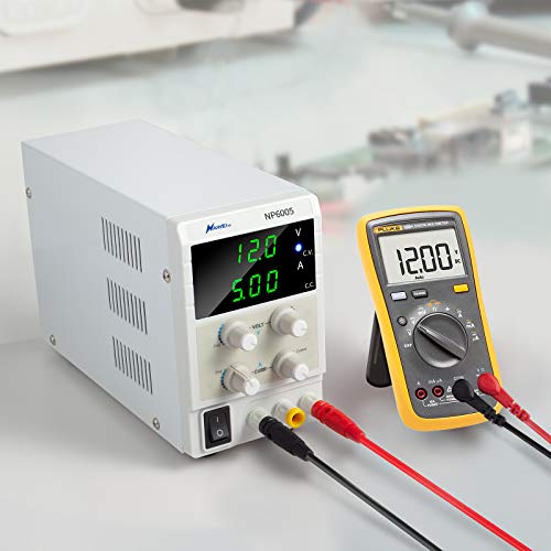 60V 5A DC Bench Power Supply Variable 3-Digital LED Display with CC/CV Mode- Free Alligator Leads for Repair, Lab, DIY Tool, Electronic Research, Powering Ebike, Tinkering