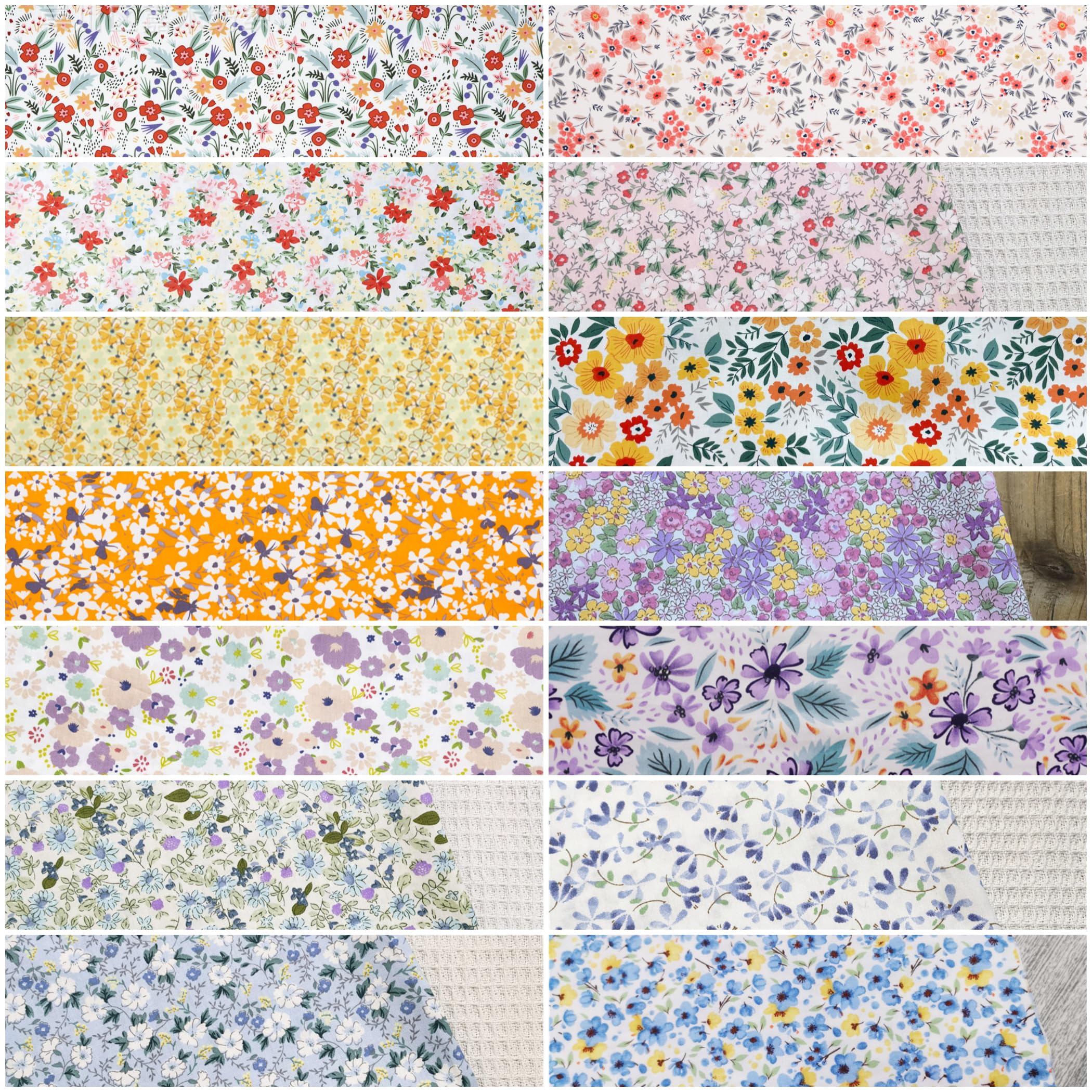 100% Cotton Quilting Fabric Squares 5''x5'' Floral Print Precut Fabric Bundles Charm Packs for Quilting 5 inch Clearance for Pathwork Quilt(Fresh Style)