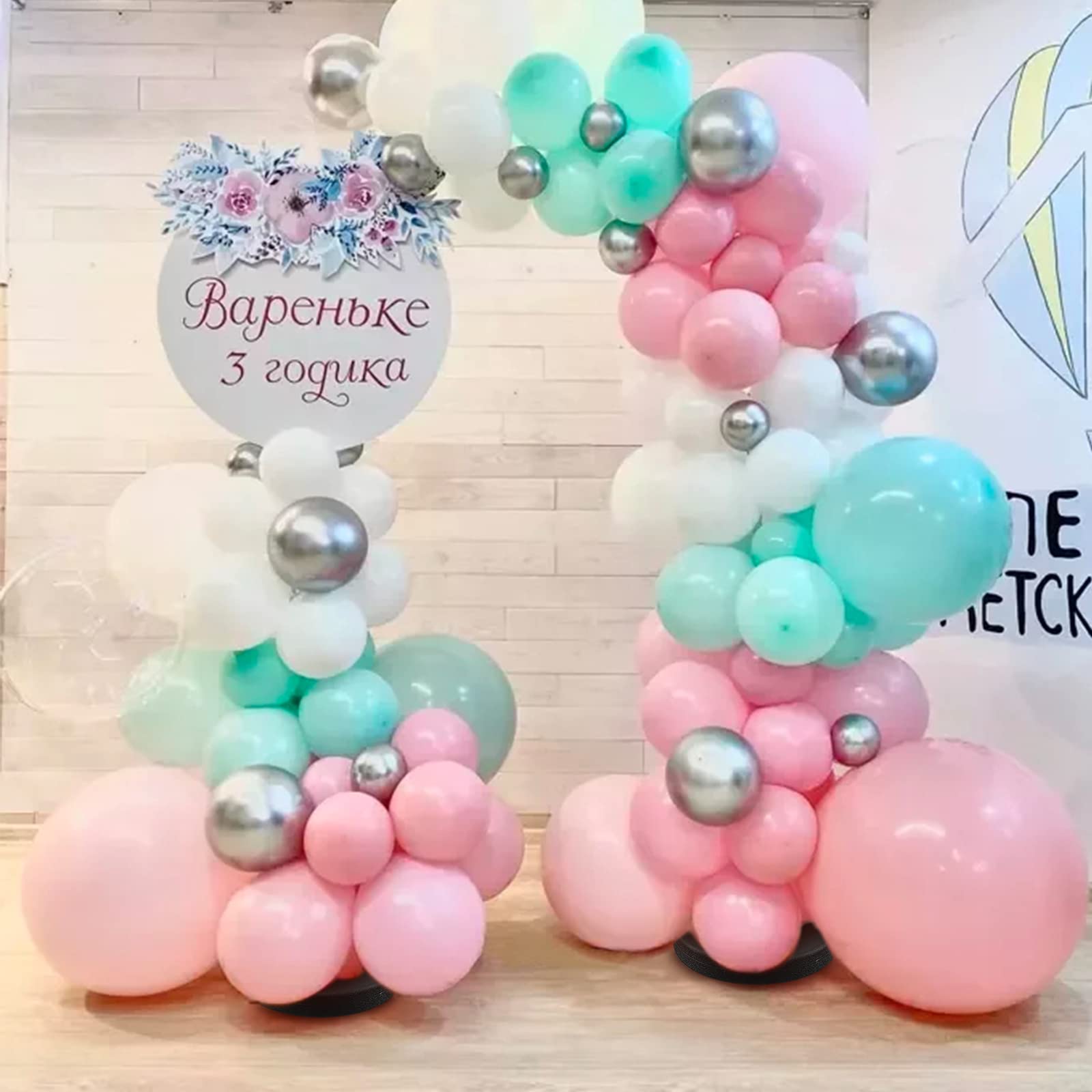 2 Set Balloon Column Stand Kit with Base Pole Balloon Clips Fixed Spike, UPGRADE 65 Inch Height Balloon Tower Decorations for Wedding Baby Shower Birthday Bachelorette Graduation Party Parties Events