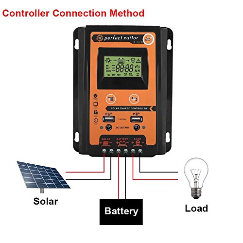 12V/24V 30A/50A/70A Intelligent Solar Panel Contrller MPPT LCD Display Solar Charge Controller Solar Battery Regulator Dual USB Port(30A)