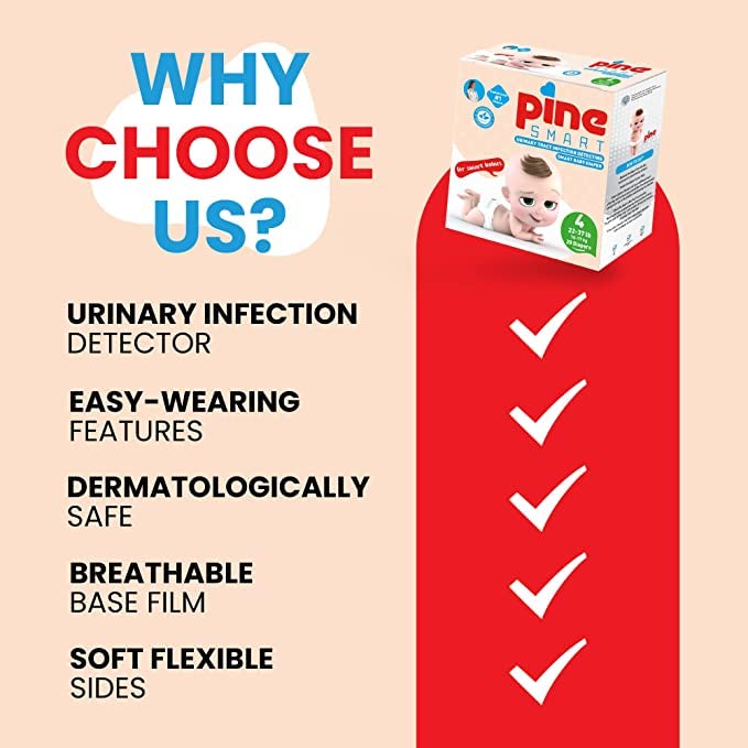 Smart Baby Diapers - Urinary Tract Infection Detection - Hypoallergenic - Paraben Free - Dye Free (Size 4, 80 Count)