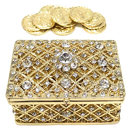 CB Accessories Wedding Unity Coins - Arras de Boda - Decorative Box with Rhinestone Crystals Keepsake 75 (Gold)