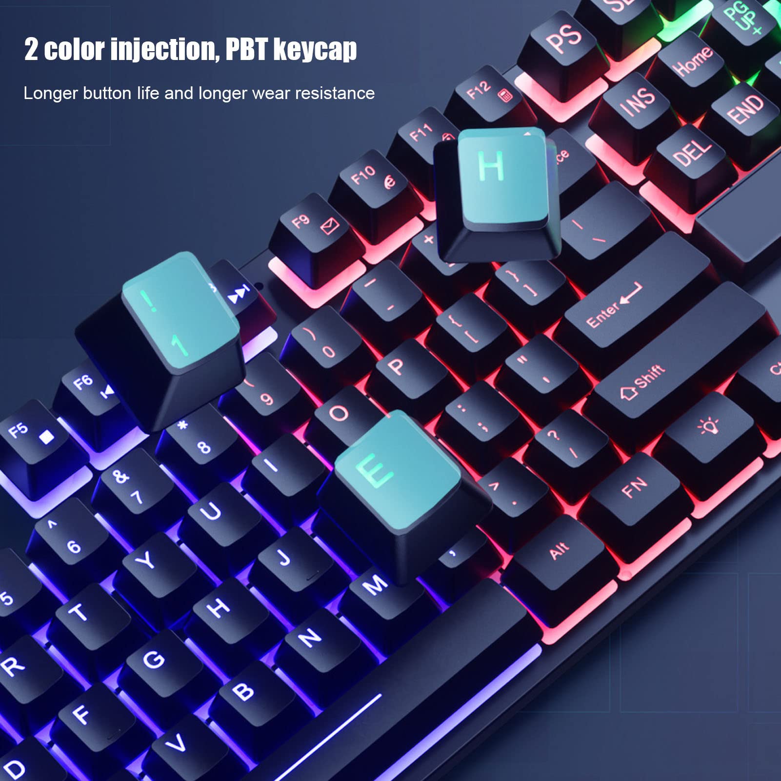 104 Keys Wired Gaming Keyboard, RGB Backlight USB Laptop Mechanical Keyboard for Home, Office, Ergonomic Wired PC Mechanical Keyboard for Work, Gaming(H600 Black)