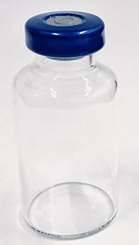 25 Pack 20ml Serum Clear Glass Vials with Blue Aluminum PTFE Septa Seals Injection Vials
