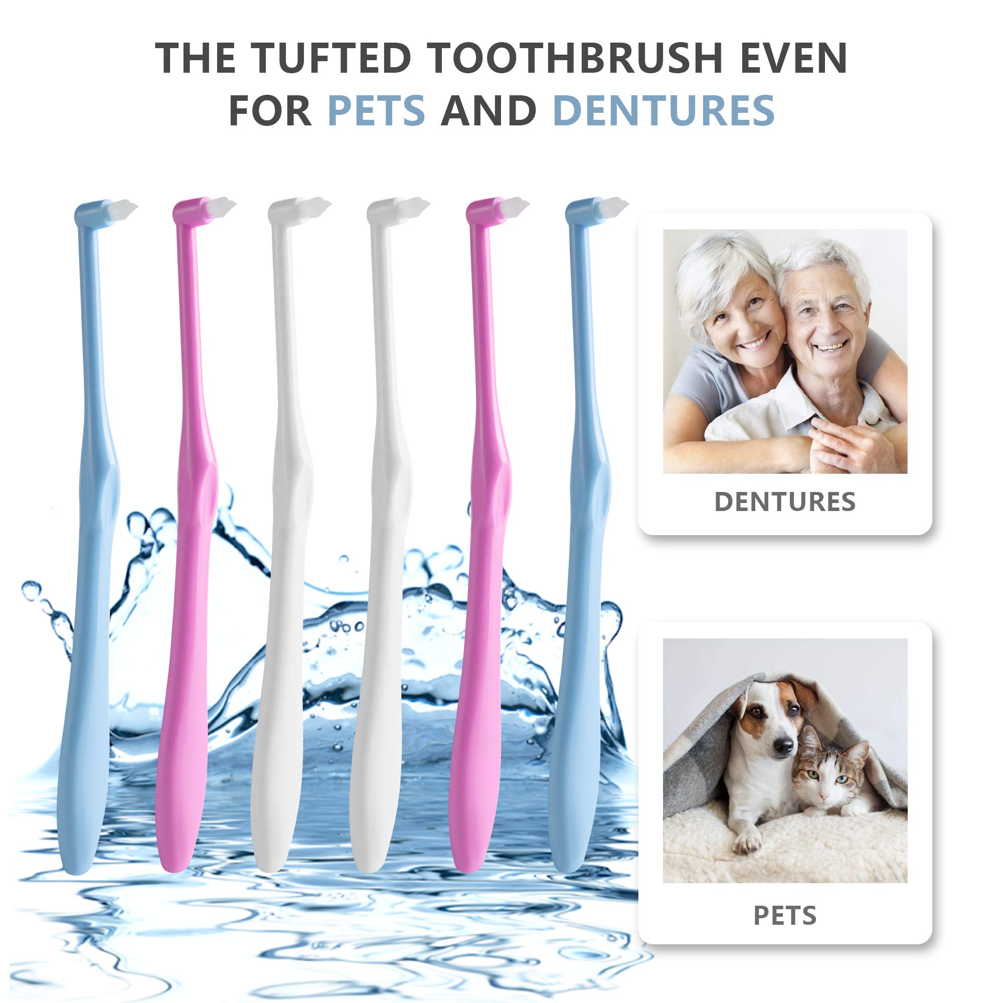 6 Pcs Tufted Toothbrush Interspace Brush End-tuft Tapered Toothbrush Soft Trim Toothbrush Wisdom Gap Toothbrush for Orthodontic Braces Bridges Line and Detail Cleaning