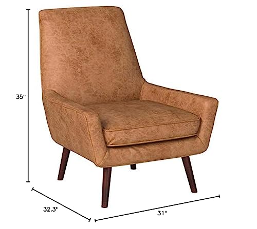 Amazon Brand - Rivet Jamie Leather Mid-Century Modern Low Arm Accent Living Room Chair, Cognac Leather, 31"W