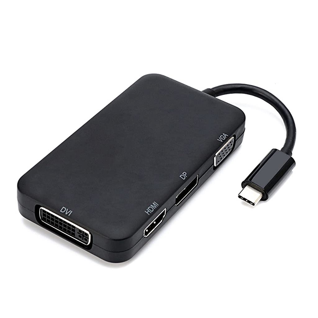 CUJUX 4-in-1 USB-C 3.1 Type C to HDMI DP DVI 4K VGA Multiport Cable Adapter Converter