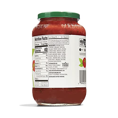 365 by Whole Foods Market, Organic Fat Free Marinara Pasta Sauce, 25 Ounce