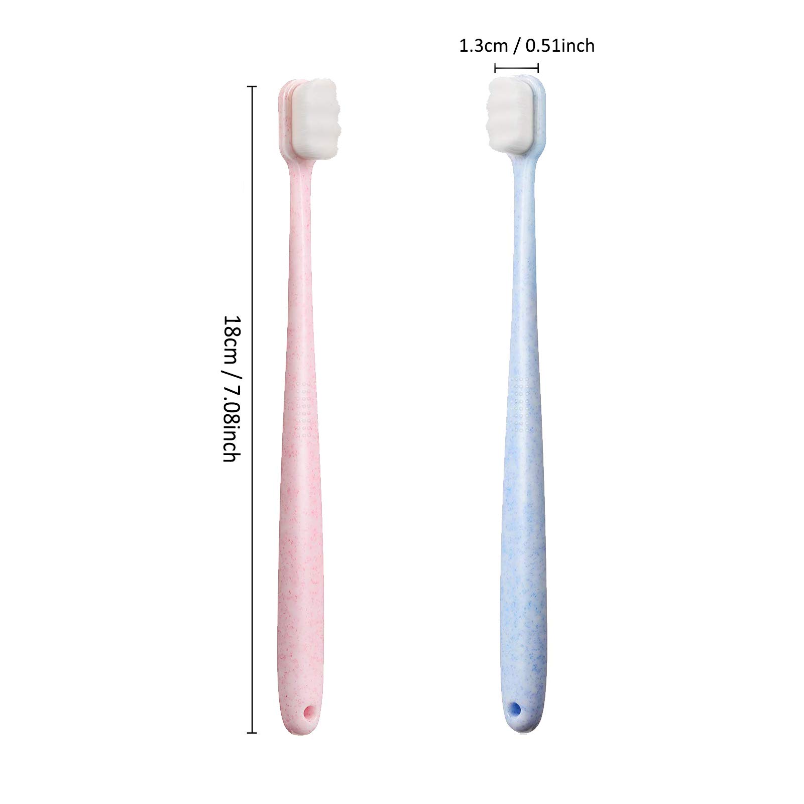 4 Pieces Extra Soft Micro-Nano Manual Toothbrush with 20,000 Bristles for Fragile Gums Adults Kids Children (Pink, Blue, Green, Beige)