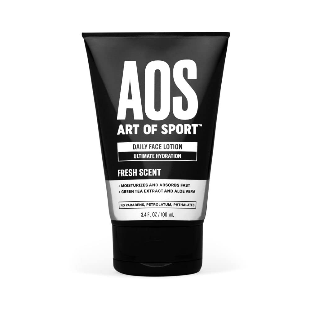 Art of Sport Daily Face Lotion, Ultimate Hydration for Dry Skin, Face Moisturizer for Men with Green Tea Extract and Aloe Vera, Non Greasy and Lightweight, Paraben Free, 3.4 fl oz