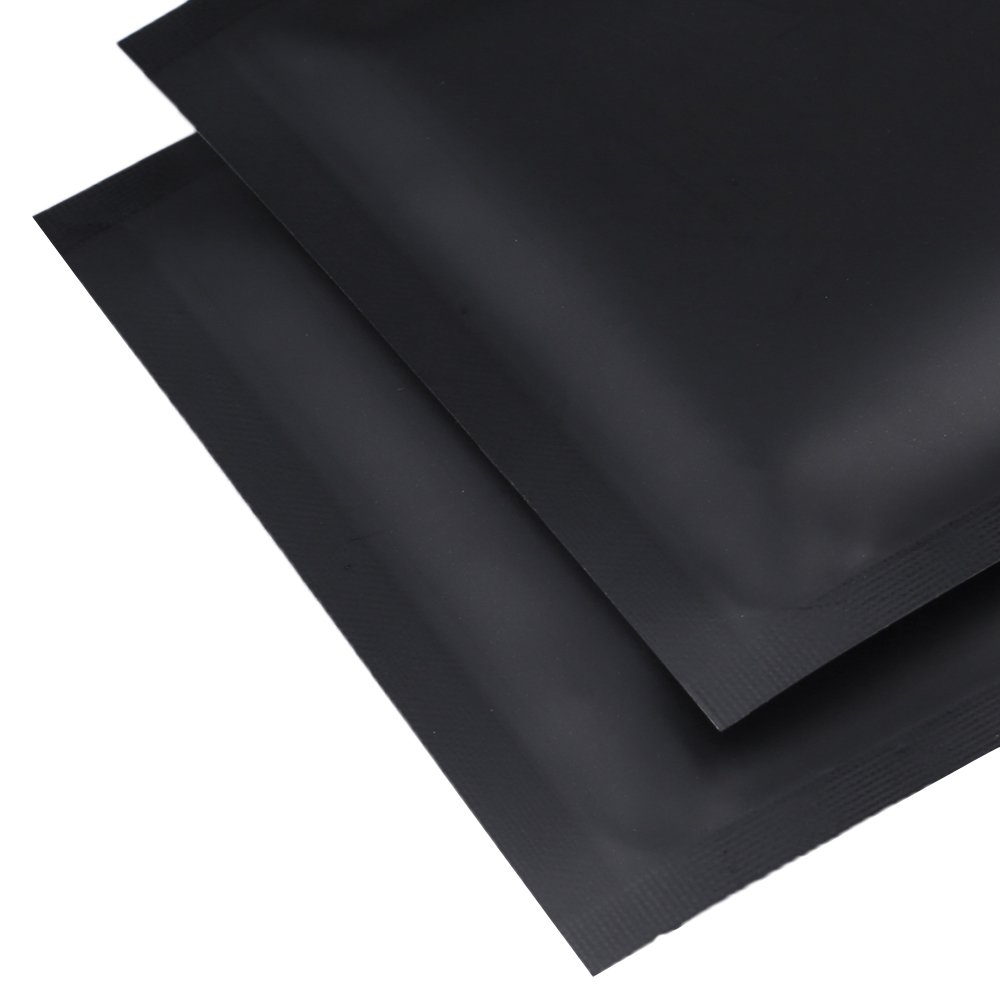 100 Translucent/Silver/Black Flat Metallic Foil Resealable Bags Pouch 8.5x13cm (3.3x5.1") (Black)