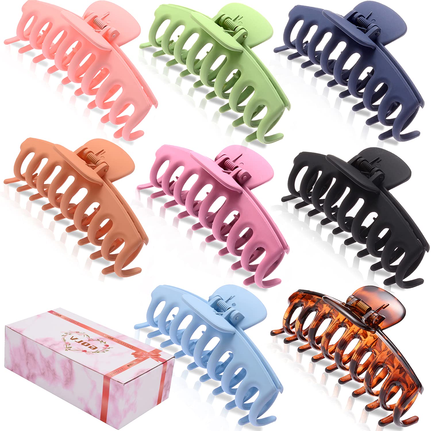 GQLV Hair Claw Clips for Women, 8 PCS Large Clips, Nonslip Jaw for Thick/Thin Hair, Butterfly Clips, Hair Barrettes, Fashion Accessories for Girls