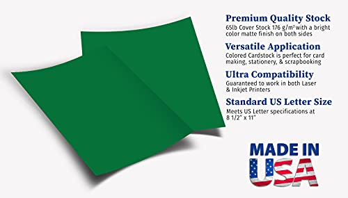 65lb Cover Cardstock Paper - 8.5 x 11 inch - 25 Sheets (Holiday Green)