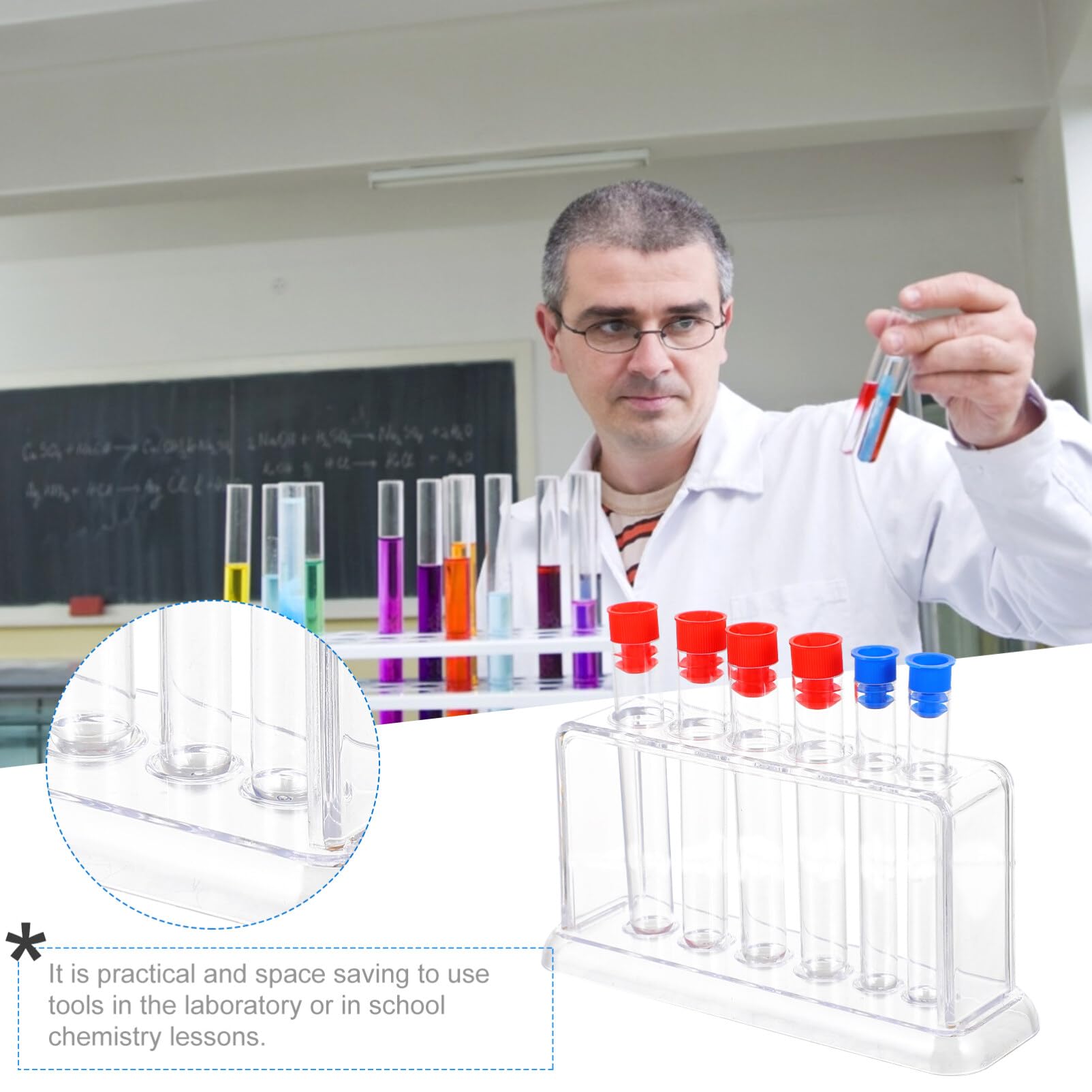 2 Sets Test Tube Rack Toy Containers with Lids Containers for Beads Test Tube Holder Lab Toy Storage Shelves Plastic Container with Lid Plastic Tube Holder Student Glass