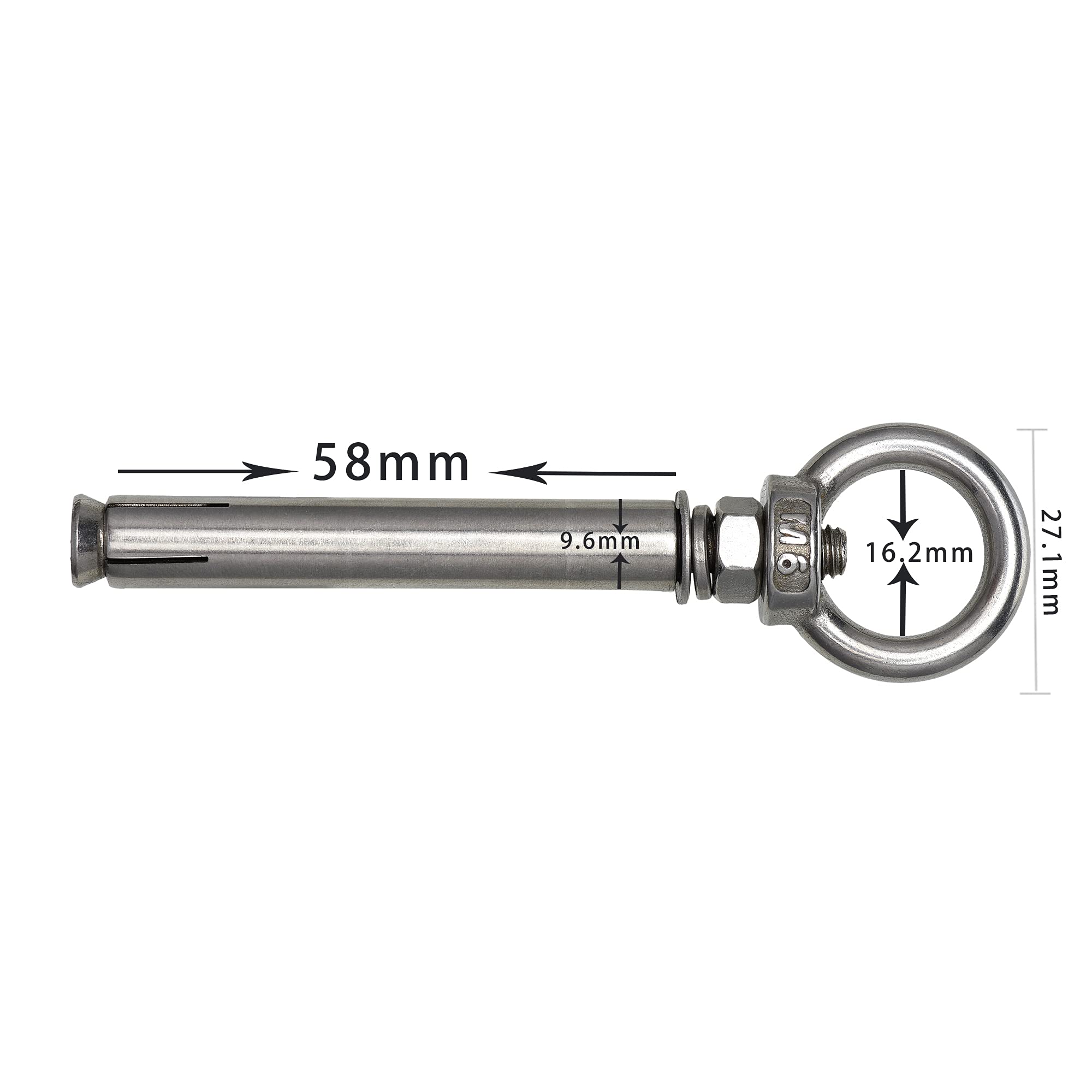 Expansion Eyebolt M6 X 80mm,5pcs Expansion Bolts 304 Stainless Steel Ring Lifting Bolt with Eye Anchor Concrete Heavy Duty Ring Screw Closed Hook Anchor Bolt,Concrete Eye Bolt