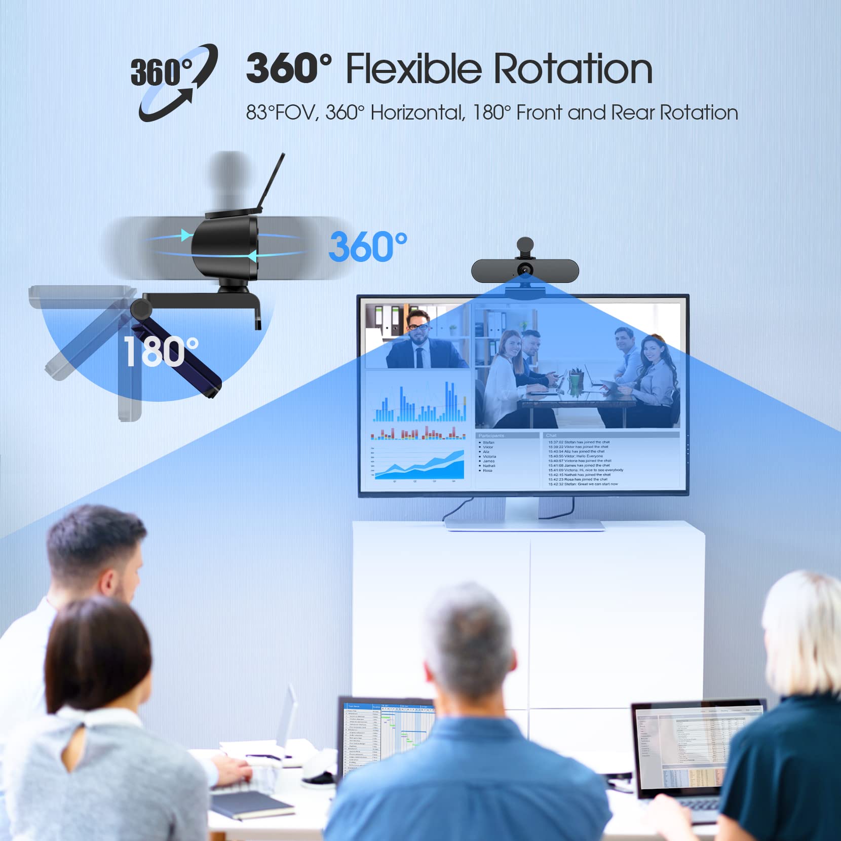 1080P Streaming Webcam with 4 Microphones, Advanced Autofocus, Privacy Shutter and Tripod - Perfect for PC, Laptop and Desktop Computer, with Noise Reduction and Super Stereo Mic