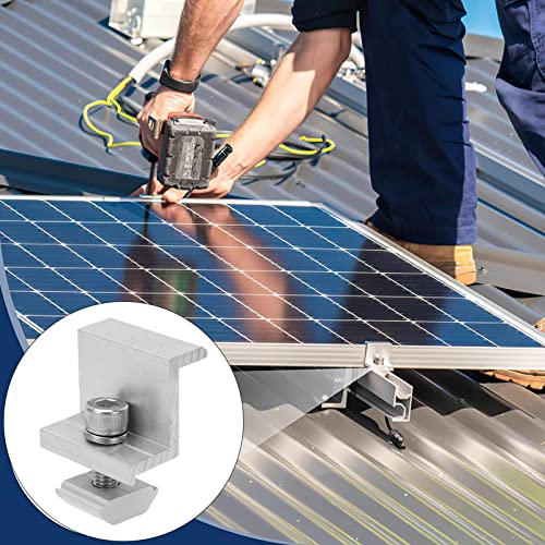 10PCS Solar End Clamp Solar Panel Mounting Z Brackets Aluminum Alloy Pressing Block PV Panel Rail End Grounding Clamps for RVs Trailers Boats Yachts Wall (40mm)
