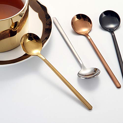 8 Pcs Coffee Spoons Teaspoons 5.3-Inch Matte Frosted Handle Stainless Steel Espresso Spoons for Coffee Ice Cream Sugar Dessert Cake Soup