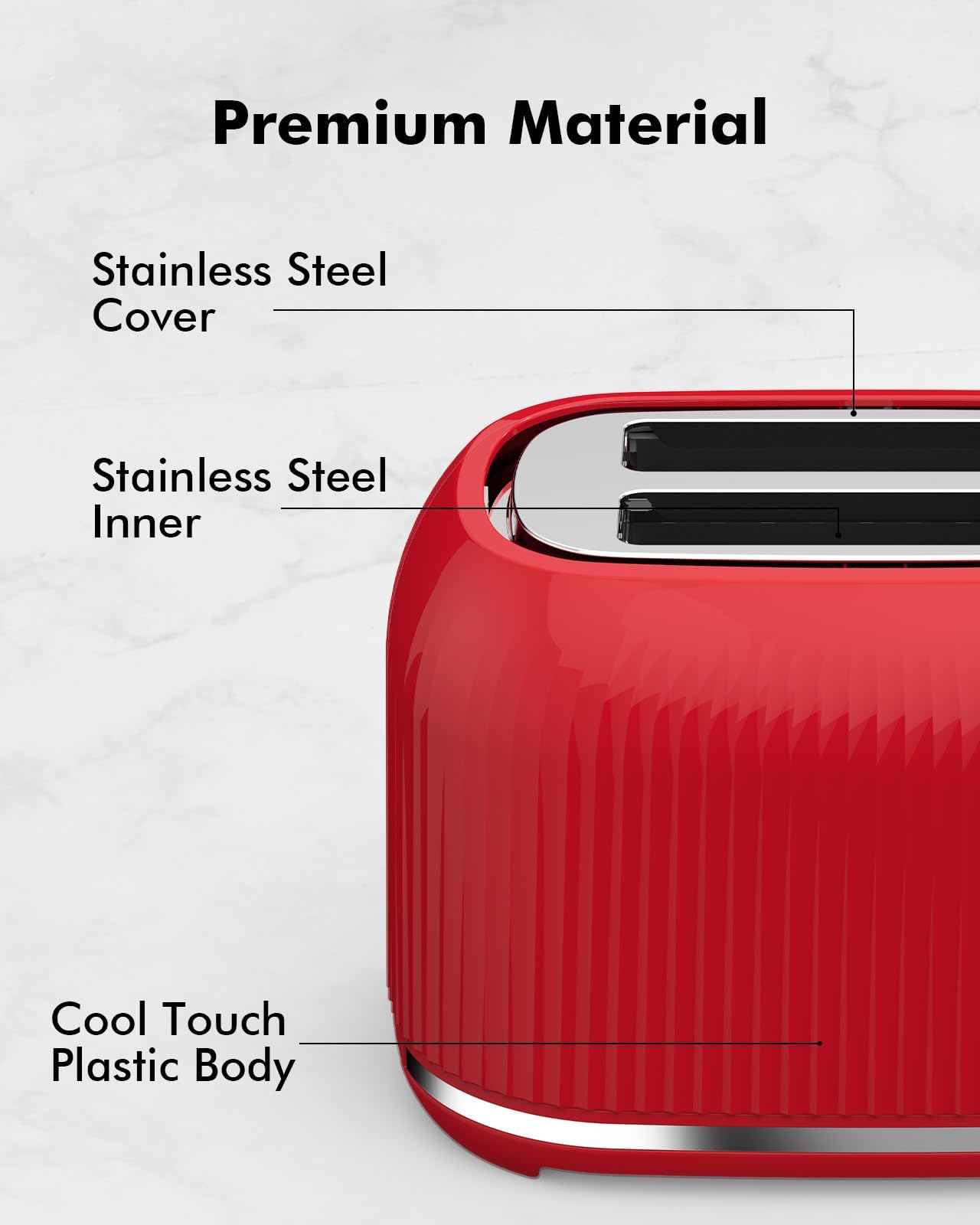2 Slice Toaster with Extra Wide Slots & Removable Crumb Tray - 6 Browning Options, High Lift, Auto Shut Off & Frozen Function, Toast Fruit Bread, Bagel & Waffle, Red