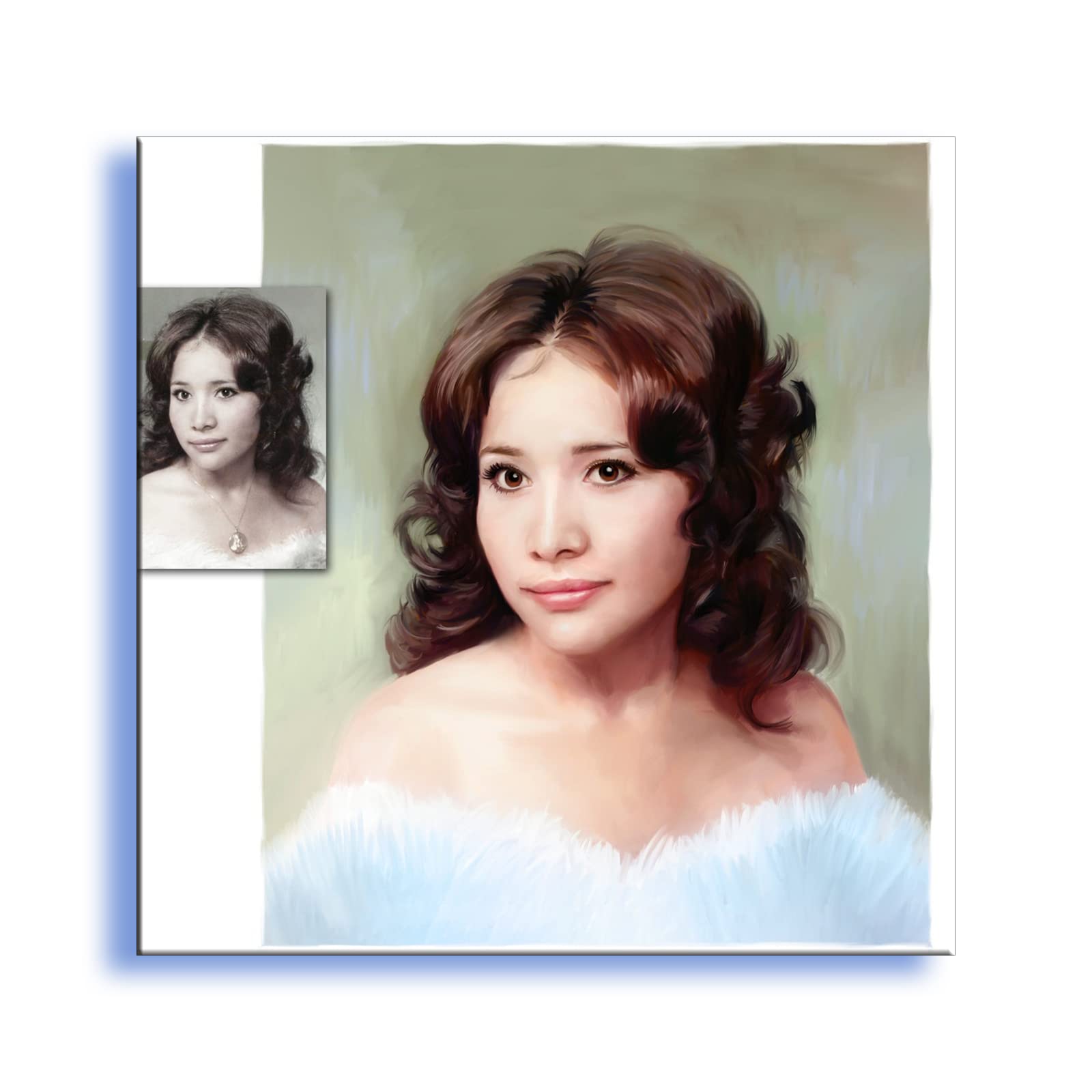 100% Handmade Personalized Picture Custom Canvas Oil Painting from Your Photos - Customize Portrait Your Space with Canvas Wall Art Paintings (Un-Frame,H24xW16inch(60x40cm))