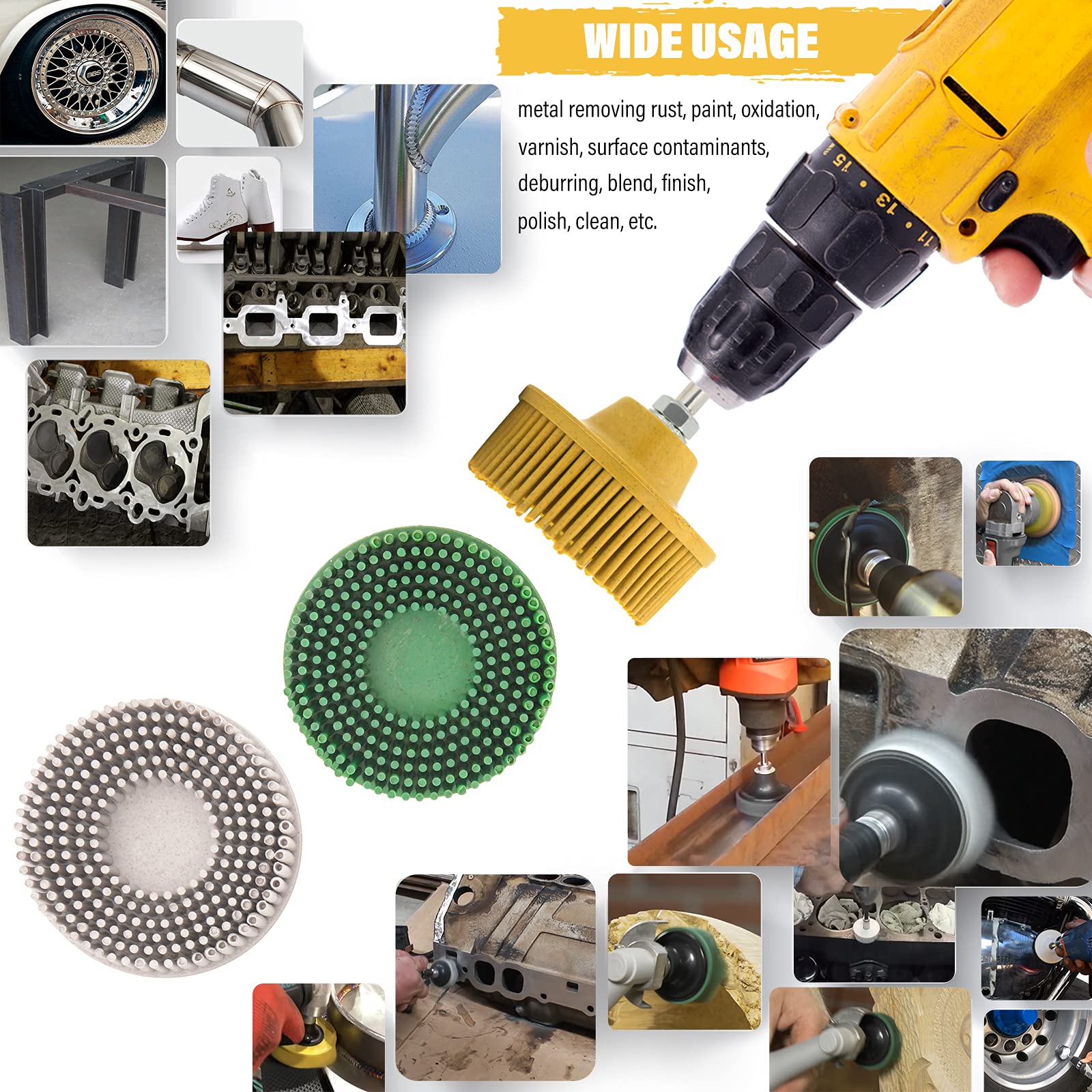 2 Inch Bristle Disc,6 Pieces Roloc Bristle Disc Grade - 120# 80# 50# Grit Abrasive Coating Removal Disc for Metal with 1/4 Inch Shank Attachment