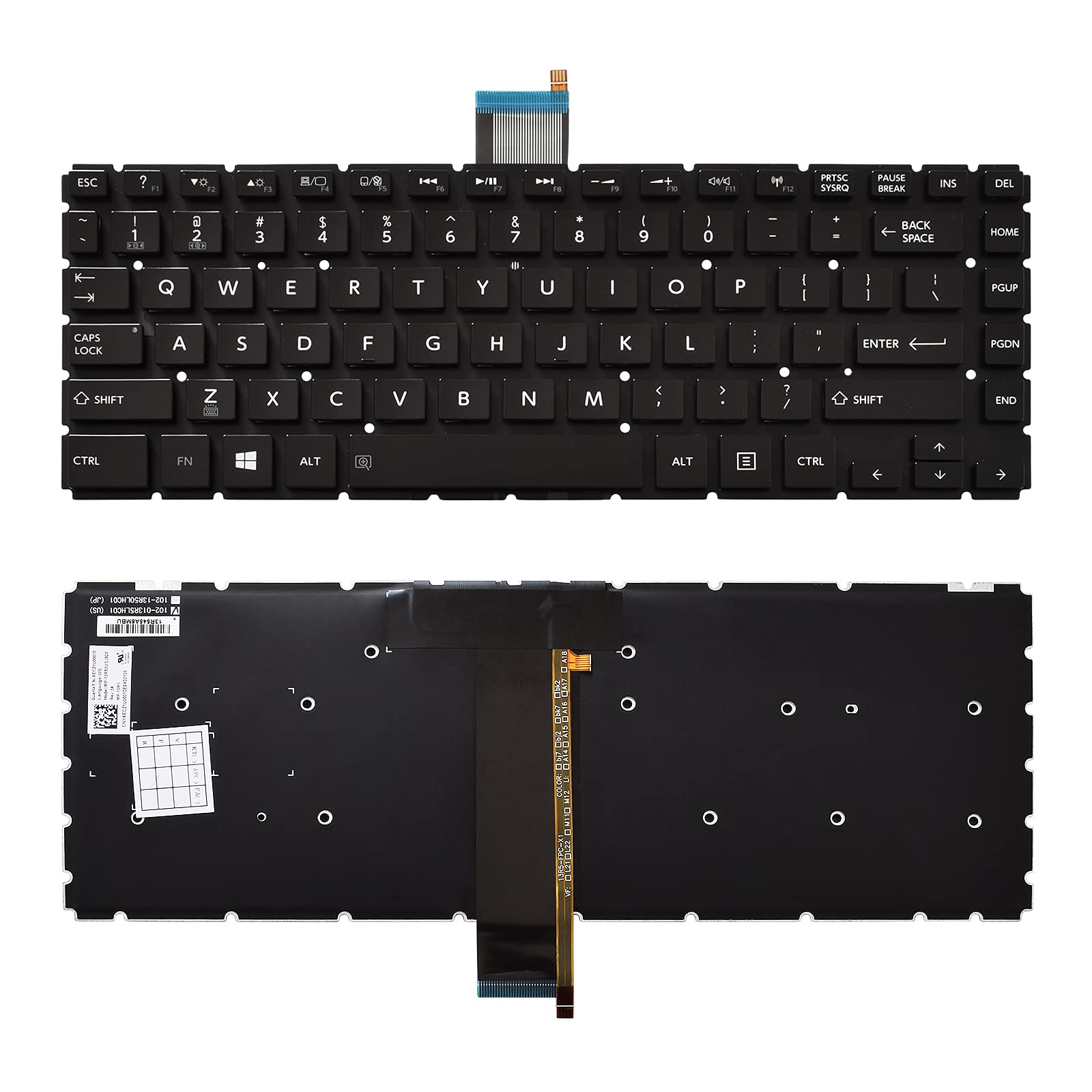 SUNMALL Backlit Keyboard Replacement Compatible withToshiba Satellite E45t-B4204 E45T-B4300 E45T-B4106 E45T-B E45-B Series H000069210, 0KN0-VP4US12, MP-13R53USJ528