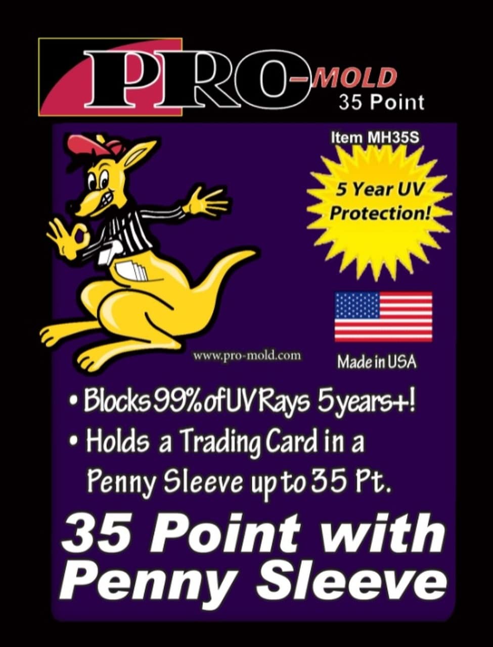 10-Count Pro-Mold 35pt. Magnetic One-Touch Card Holders Holds Sleeved Card USA Made with Cleaning Cloth, Gold