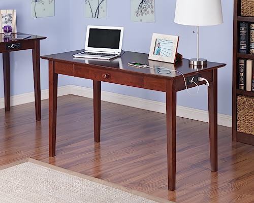 AFI, AH12114, Shaker Desk with Drawer and Charging Station, Walnut
