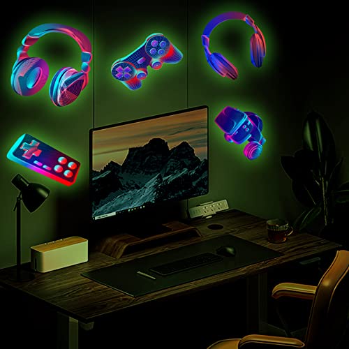 3D Glow in The Dark Game Wall Decor Decal Boy Gamer Wall Stickers Video Game Controller Wall Decor for Boys Room Kids Bedroom Home Playroom Decoration