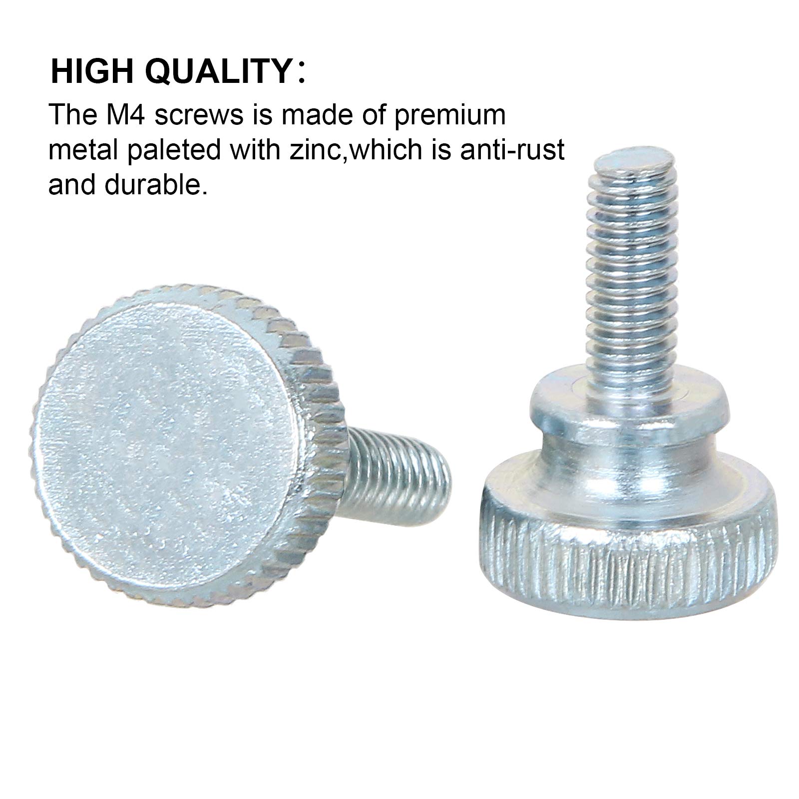 40 PCS M4x10mm Flat Knurled Head Fully Threaded Thumb Screws, Bolts Fastener, Vesa Screws, Monitor Mount Screws for Works with Any TV and Monitor Mounting