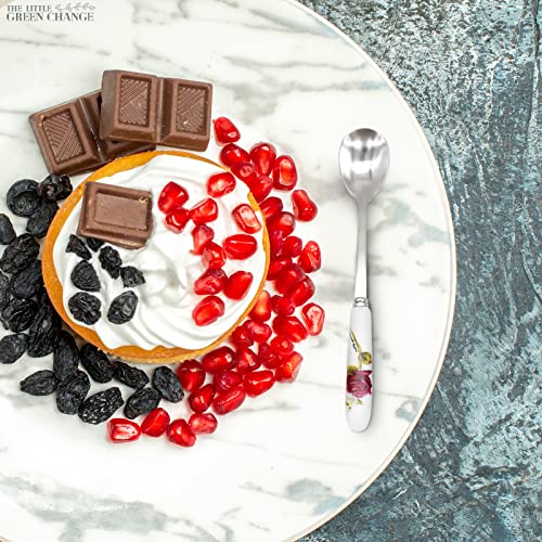 6Pcs Coffee Spoons for Coffee Bar - Chinese Floral Stainless Steel Spoons Kitchen Set Tea Spoons Silverware Set - Ice Cream Spoon Cake Tableware Set Coffee Stirrers Reusable Dessert Spoons for Tea Set