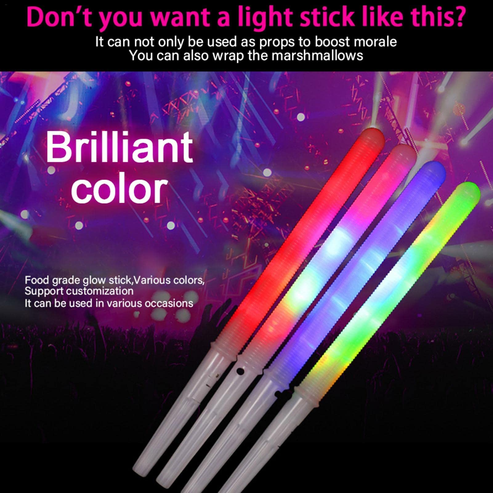100 Pcs LED Cotton Candy Cones, Glowing Cotton Candy Sticks, 8 Patterns Colorful LED Cotton Candy Glow Sticks for Cotton Candy Maker, Reusable Safety Food Grade Material Marshmallow Sticks