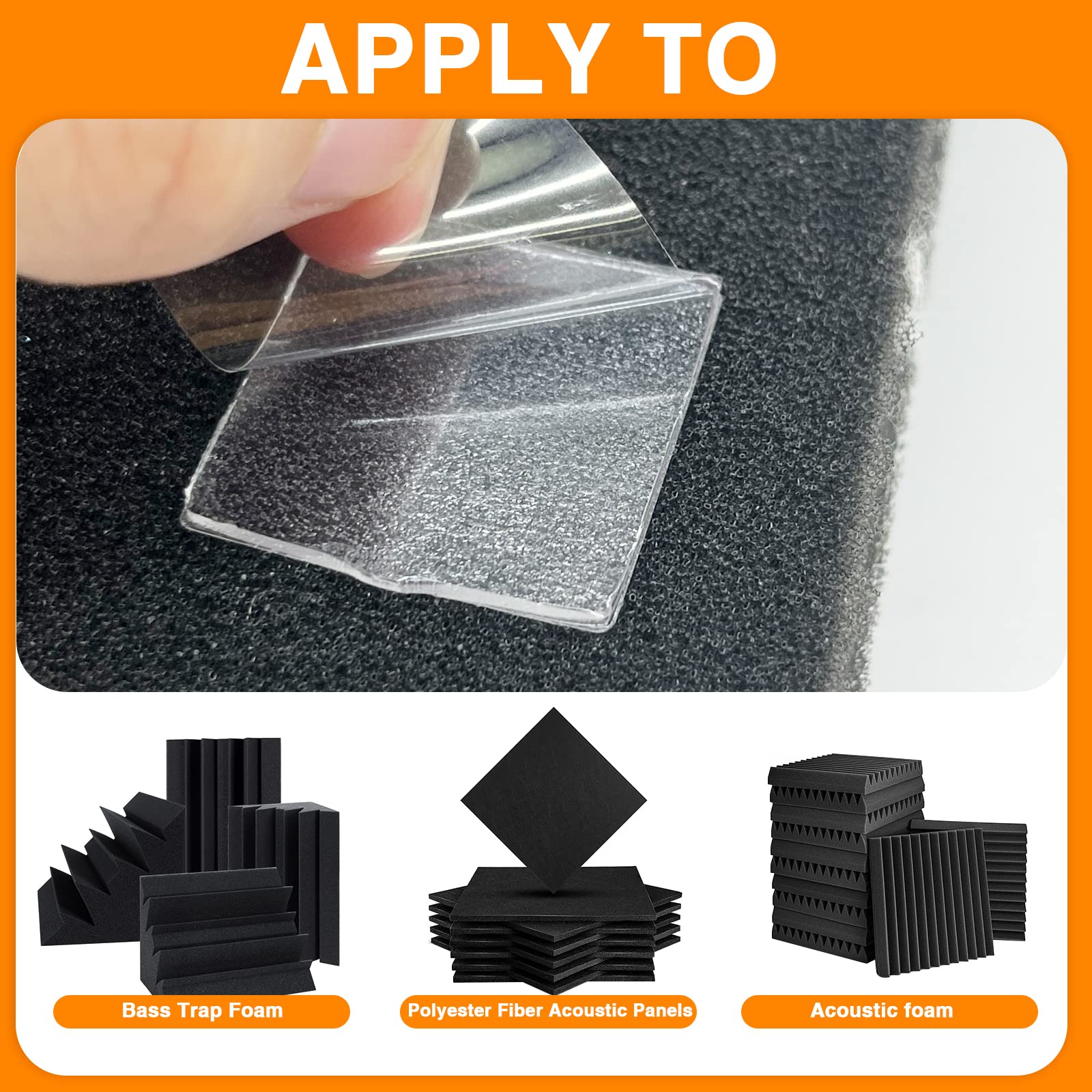 100PCS Mounting Squares for Acoustic Foam Panels,Double Sided Tape Squares for Sound Foam Panels,Foam Adhesive Squares Pads, 1 Inch