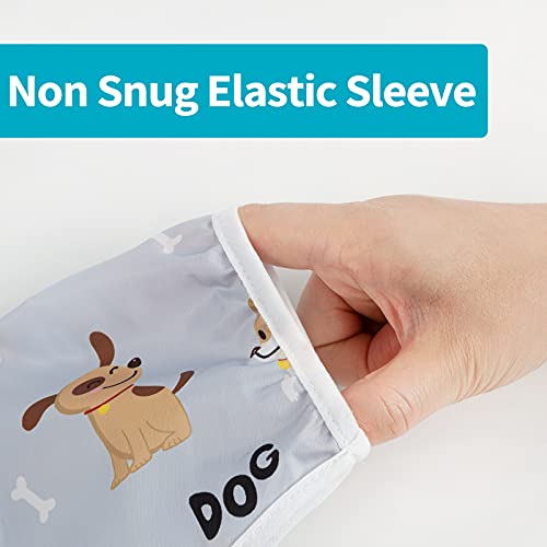 Hiverst 3 Pcs Long Sleeved Bib Set | Baby Waterproof Bibs with Pocket Bundle | Toddler Bib with Sleeves and Crumb Catcher | Stain and Odor Resistance Play Smock Apron | 6-24 Months