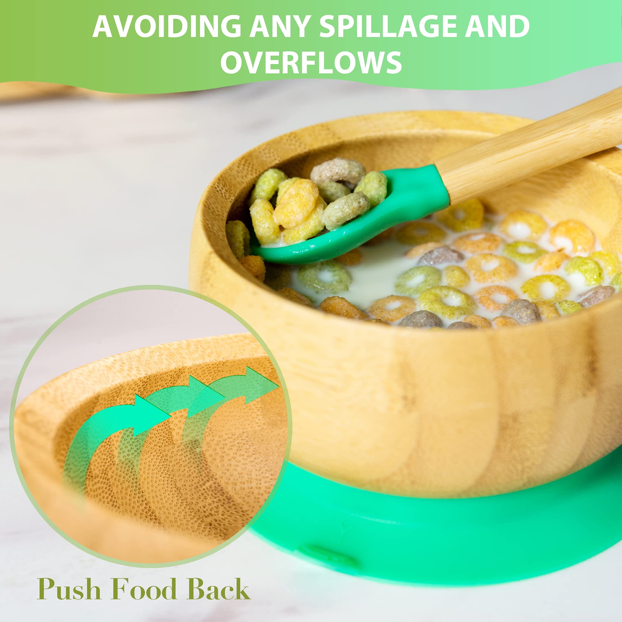 Suction Bowl with Lid and Spoon for Babies and Toddlers,Stay Put Feeding Bowl,Natural Bamboo Wood for Easy Clean Tableware, Perfect for Babies’ weaning Journey | Set of 3