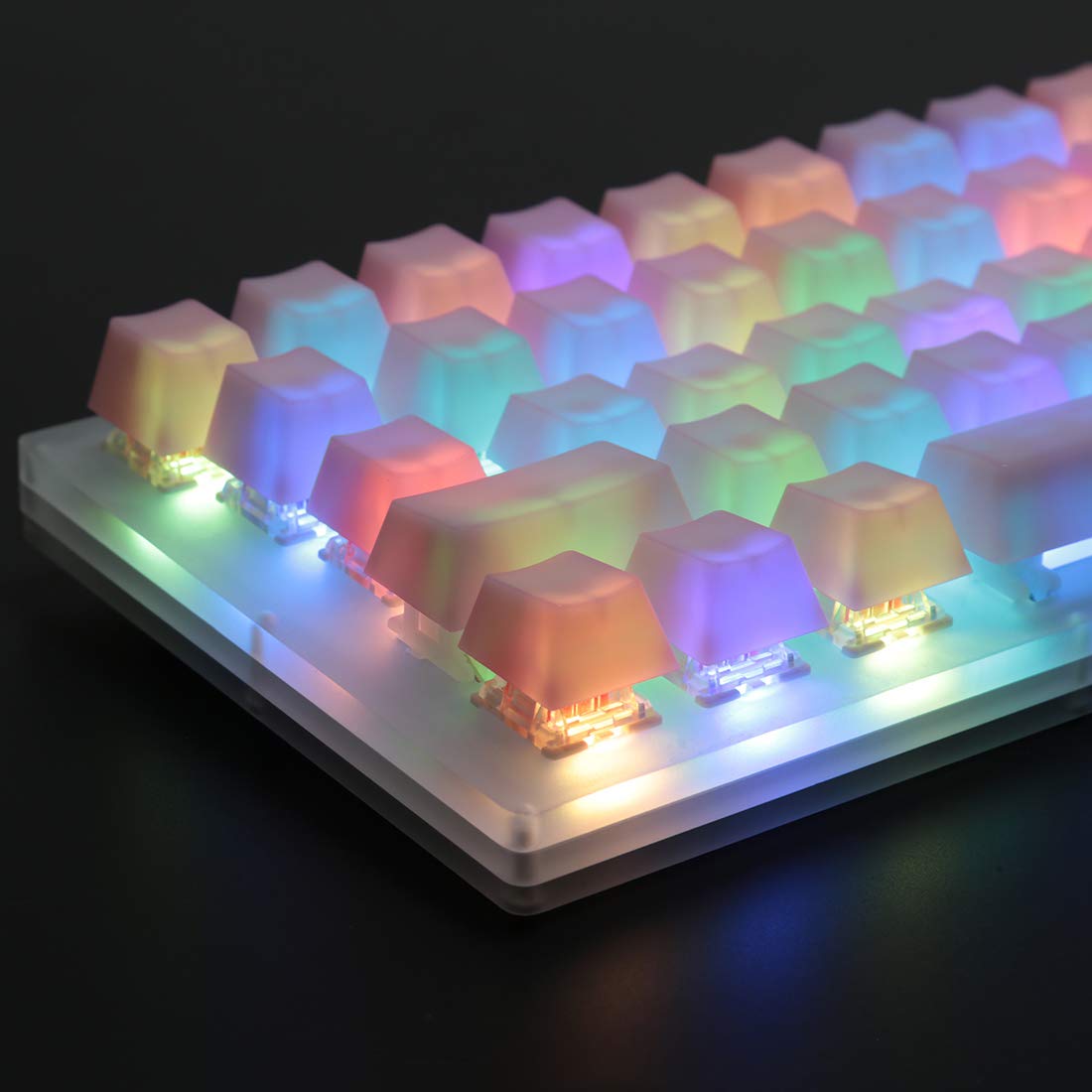 HMANE 109 Keys POM Jelly Keycaps Set, Rainbow Blank Doubleshot Translucent OEM Profile Mechanical Gaming Keyboard Keycaps for 60ï¼…/87 TKL/104/108 Cherry MX Switches