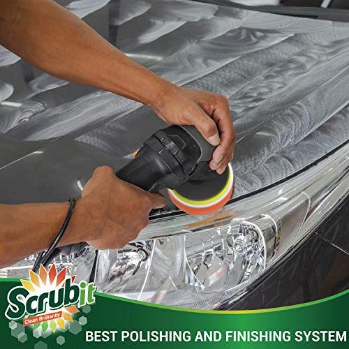 SCRUBIT Car Foam Drill Polishing Pad Kit 22 Pack, Includes 16 Detailing Sponges (3 in.), 2 Wool Buffer Pads, 2 Drill Adapters and Suction Cups for Your Vehicle - Waxing and Polisher Set