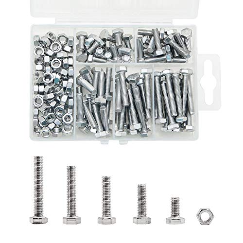 150PCS M5 Hex Head Cap Screws Bolts and Nuts Assortment Set,304 Stainless Steel Fasteners Bolts Kit with Combination Boxļ¼10/16/20/25/30mm Length