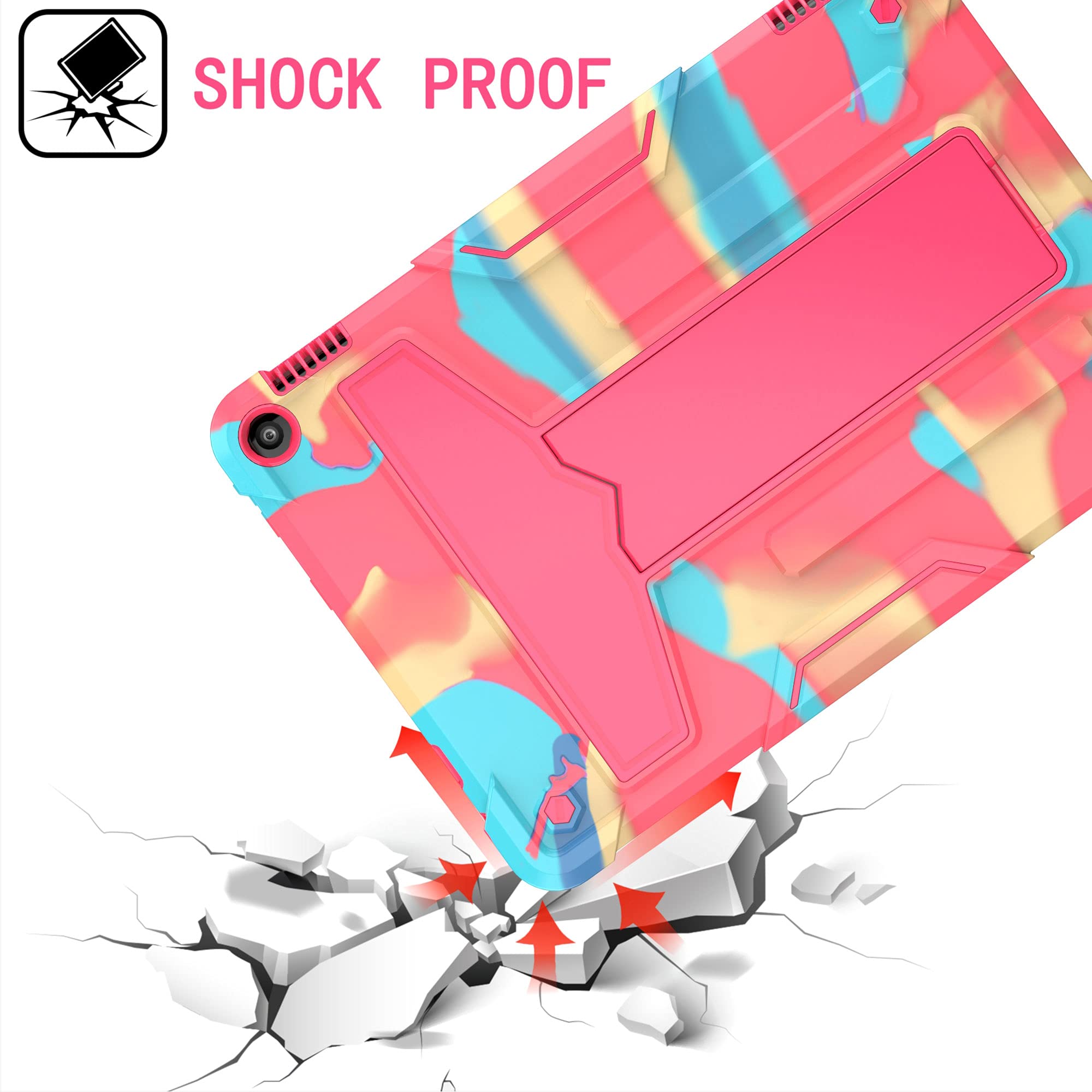 Epicgadget Case for Amazon Fire HD 10 and Fire HD 10 Plus (11th Generation, 2021 Released) - Heavy Duty Shockproof Hybrid Case with Kickstand + 1 Screen Protector Film and 1 Stylus (Candy/Pink)
